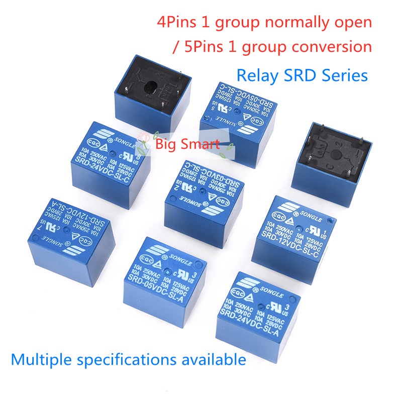 10 pcs Relay SRD-03V 05V 09V 12V 24V 48V DC-SL-A -SL-C 4Pins 5Pins 10A Original | Shopee Philippines