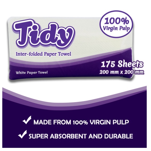 Tidy Inter-folded Paper Towel White 175 sheets | Shopee Philippines