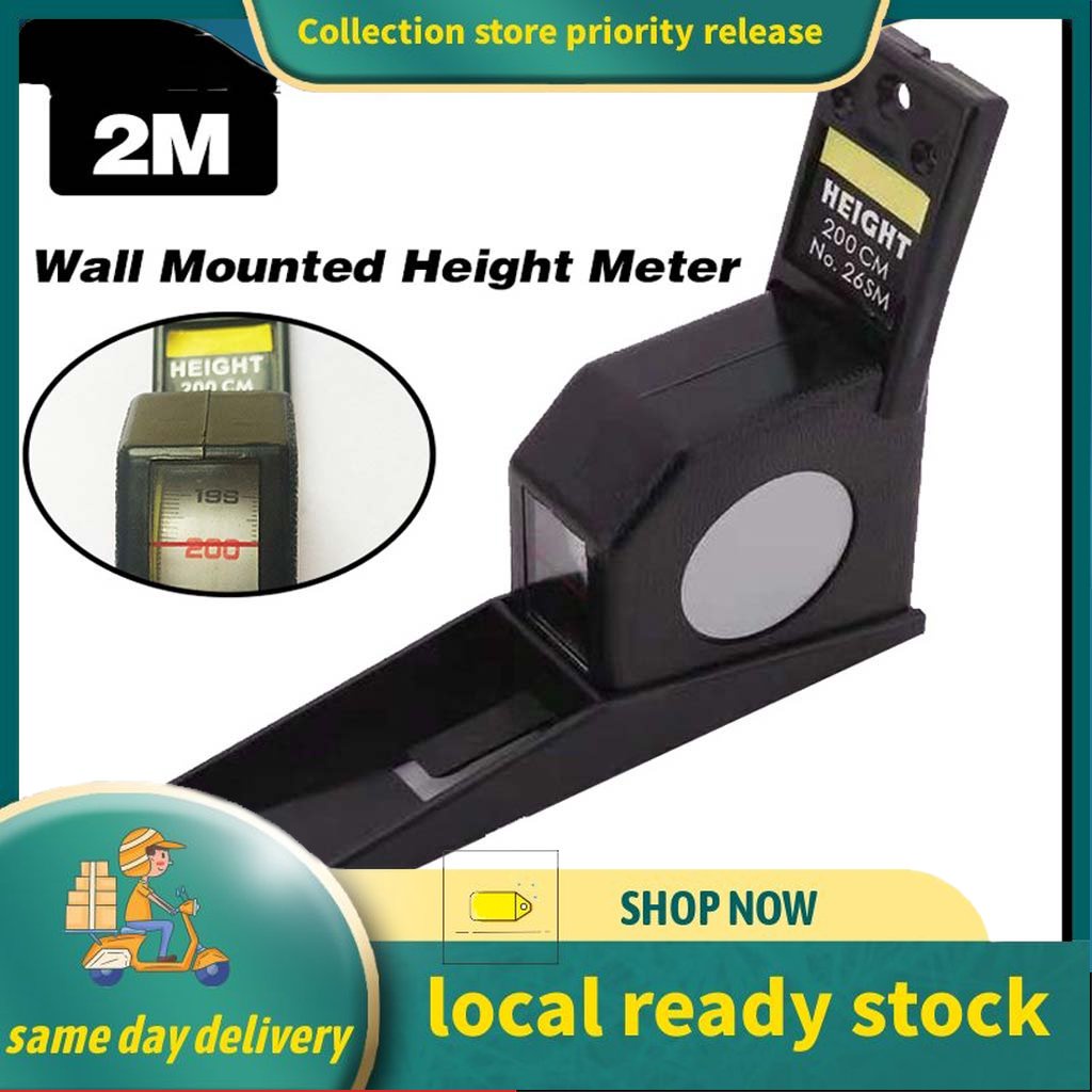 2M Wall Mounted Height Meter Body Height Rod Tall Measure Tape Auto ...