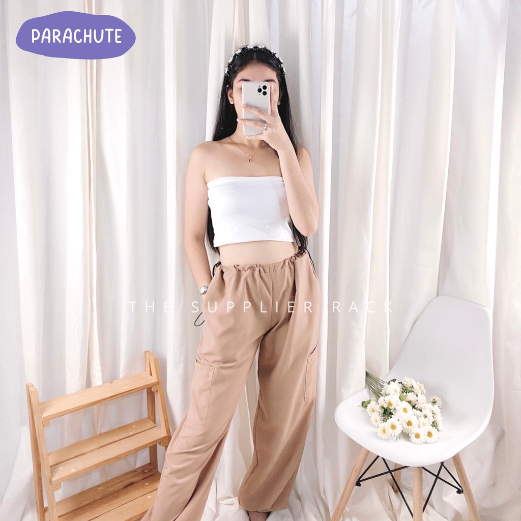 TSR Parachute Pants with Pockets - Trendy String Cargo Korean Bangkok ...