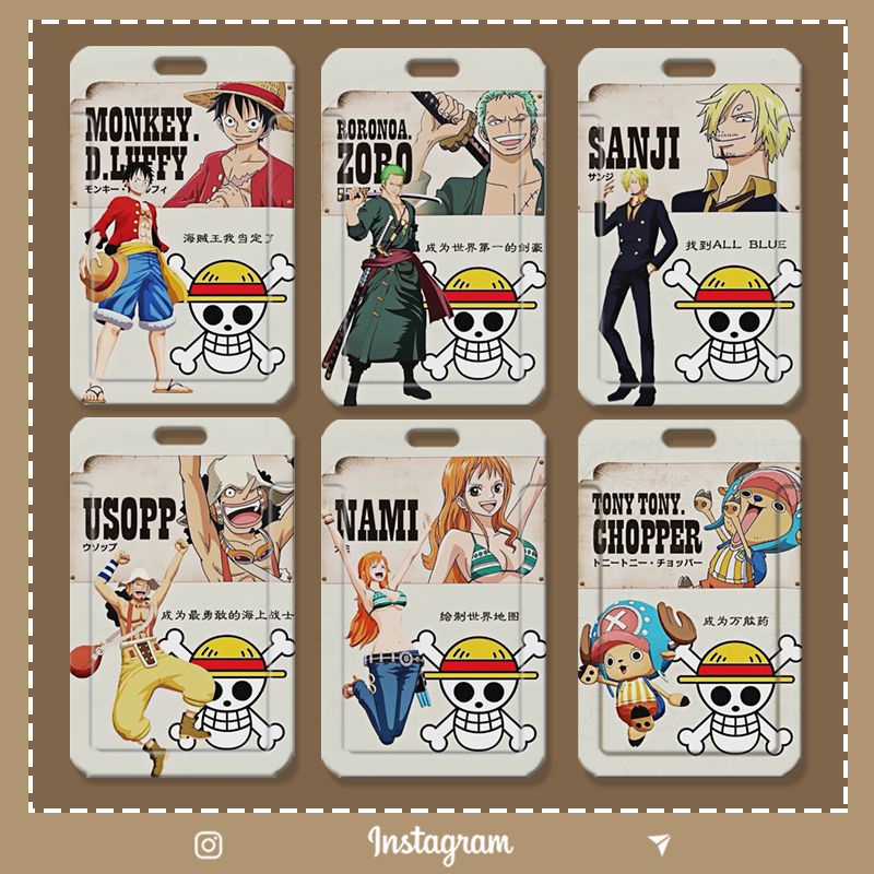 Anime Cartoon One Piece Luffy Q Version Student School ID Card Holder ...