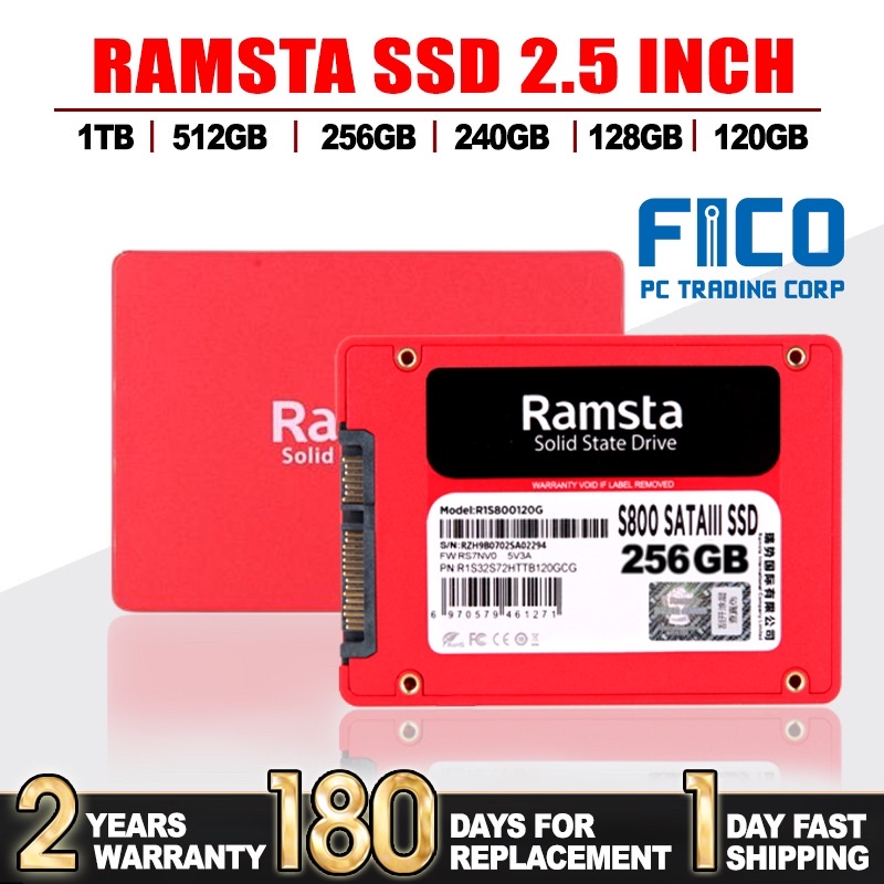 Ramsta 1TB 512GB 480GB 256GB 240GB 128GB 120GB SATA III 2.5INCH SSD ...