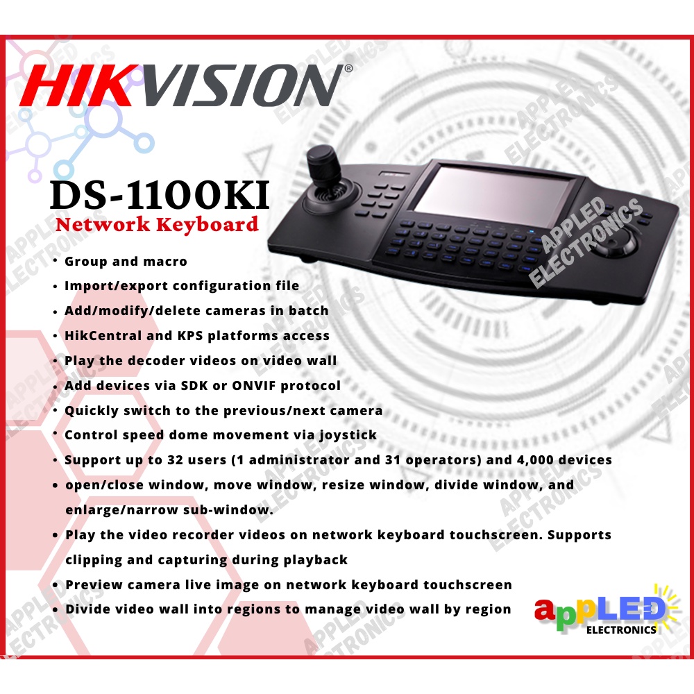Hikvision DS-1100KI Network Keyboard for PTZ Cameras | Shopee Philippines