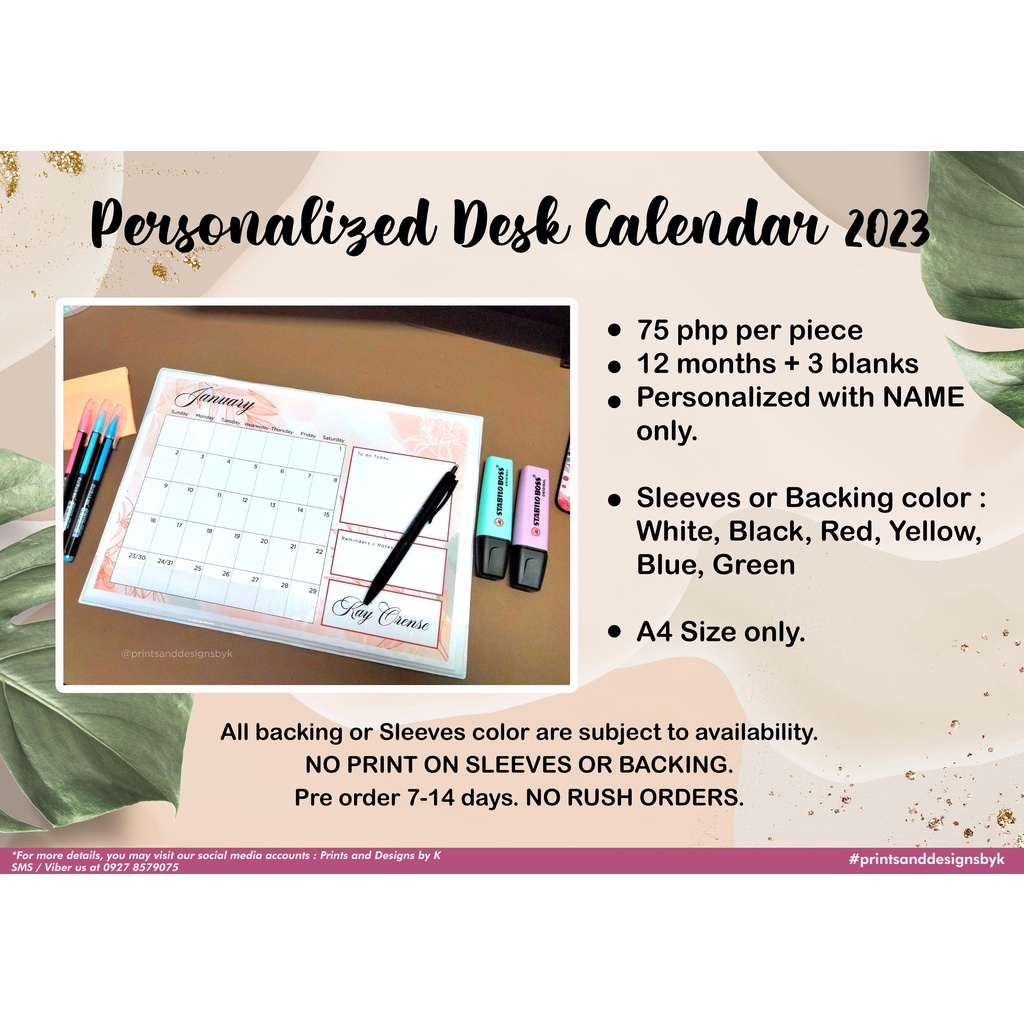 Desk Calendar A4 size PERSONALIZED | pndk | Shopee Philippines