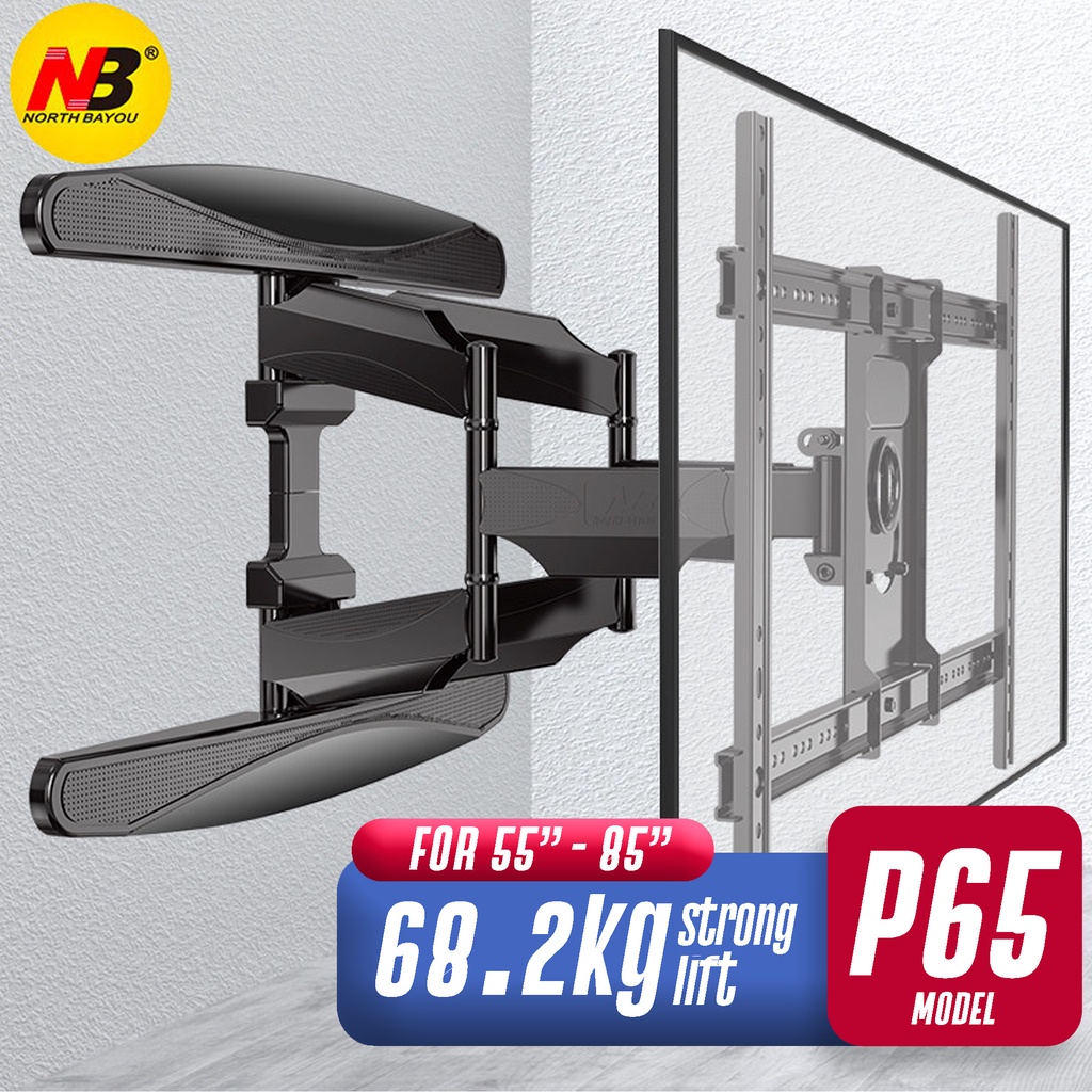 Full motion VESA LED TV Wall Mount NORTH BAYOU P65 55-85 Inches | Shopee Philippines