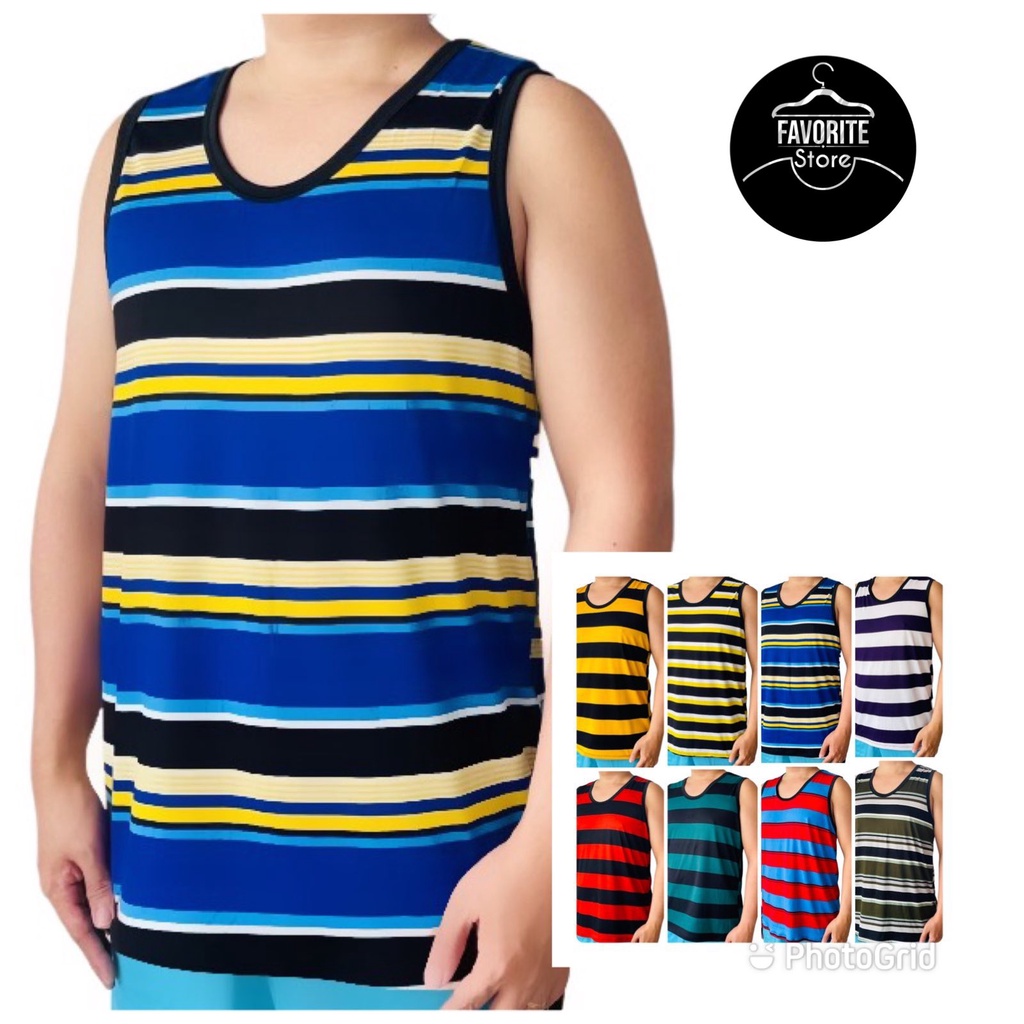 Mens Sando Stripes Summer Beach Casual Pambahay Cotton Spandex | Shopee ...