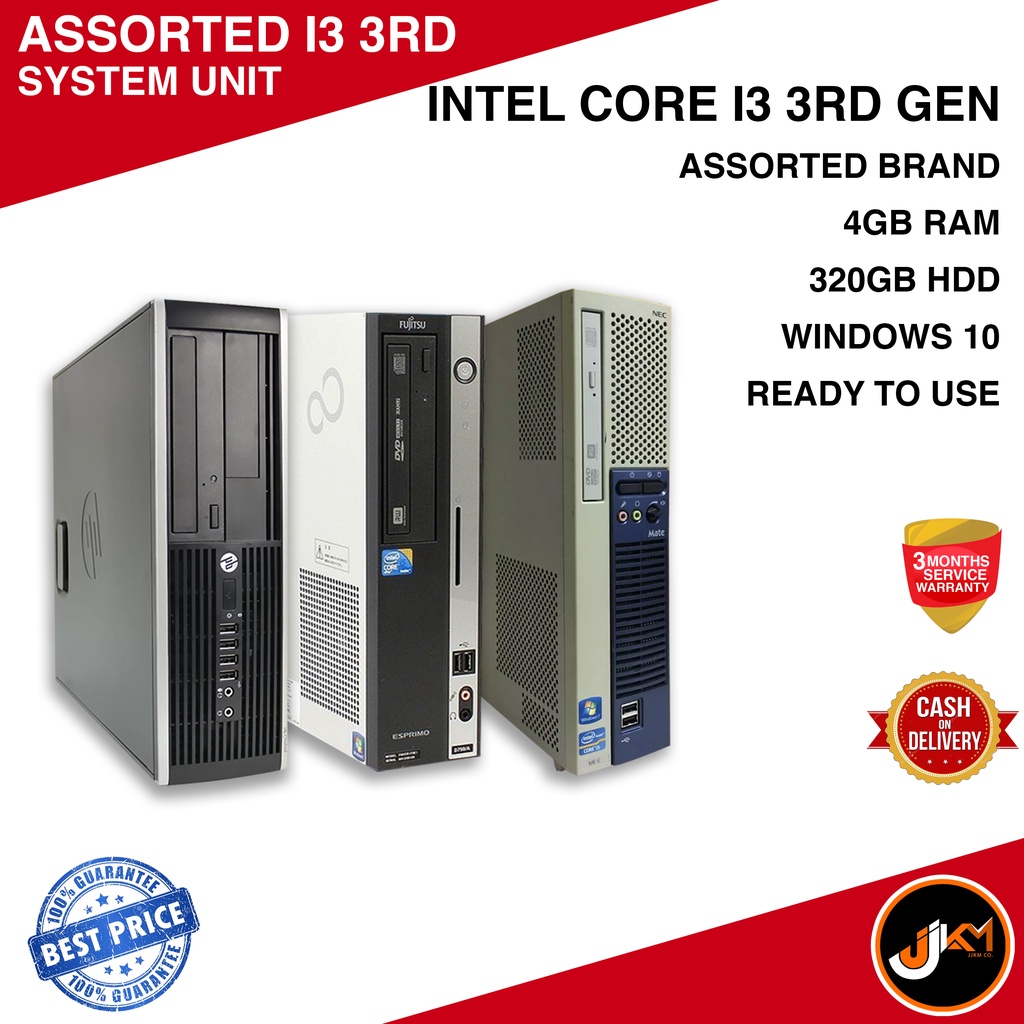 ASSORTED SYSTEM UNIT I3 3RD GEN & 2ND GEN SYSTEM UNIT ONLY 4GB RAM AND ...