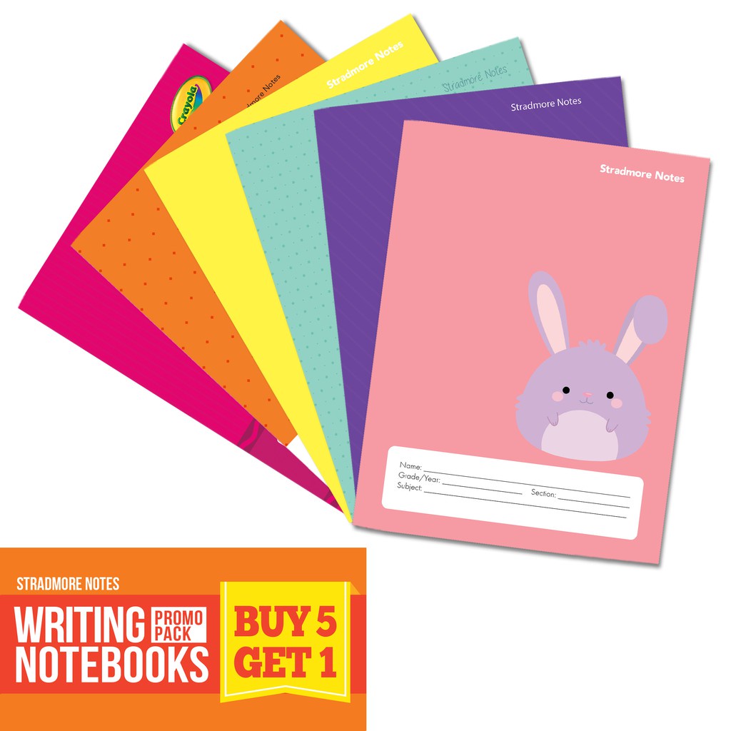 Stradmore Writing Notebooks Set of 5 + 1 Random Designs | Shopee ...