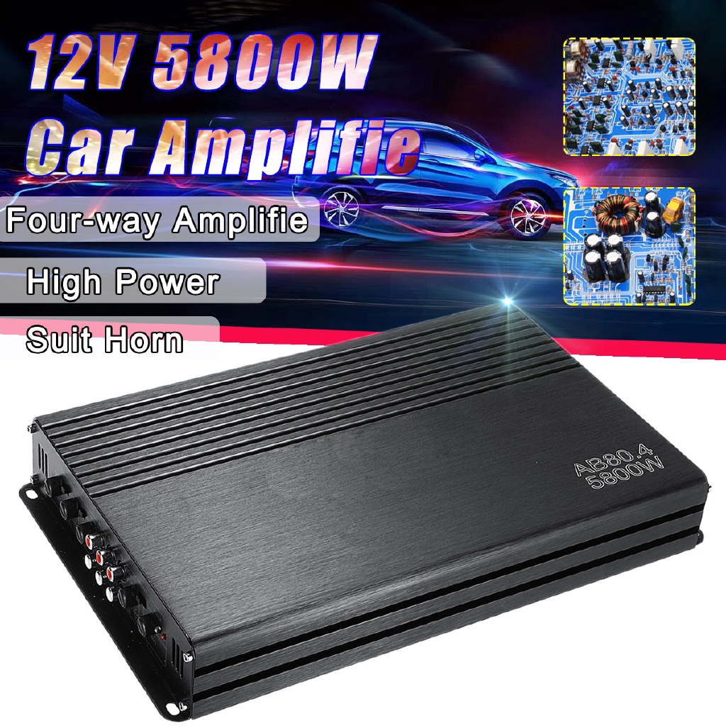 4 Channel 12V car audio amplifier HiFi Digital Stereo Audio Bass Power ...