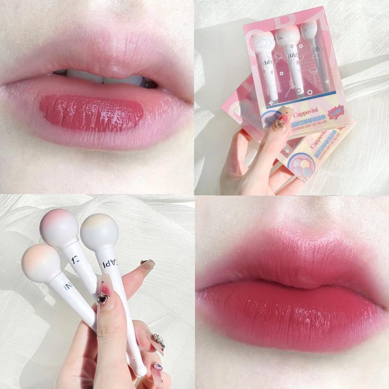 Cappuvini Lollipop Lipstick Mousse Matte Lip Glaze Non-stick Cup Bean ...