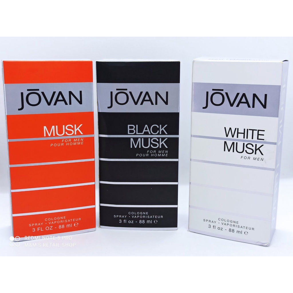 JOVAN MUSK and JOVAN WHITE MUSK for Men Cologne Concentrate Spray 88ml ...