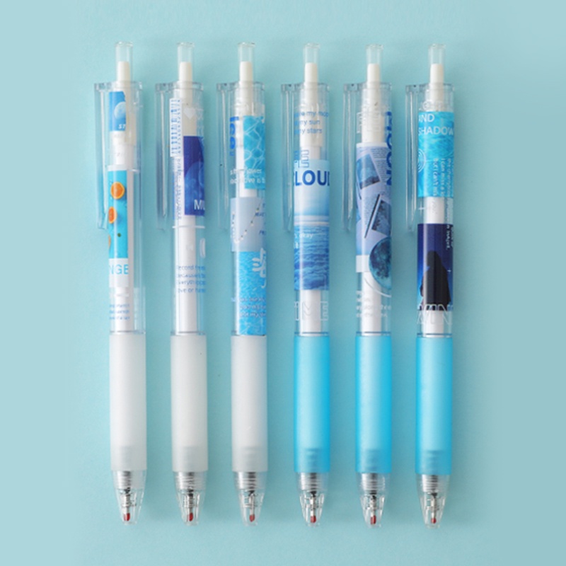 6 Pcs 0.5mm Simple Scenery Series Ballpoint Pen Black Ink Bullet Nib ...