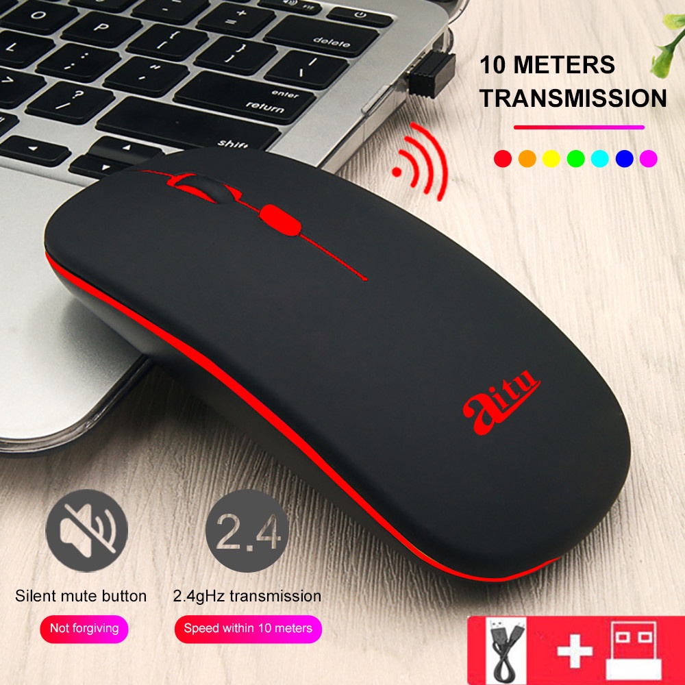 Rechargeable Mouse Wireless Silent LED Backlit Mice USB Optical ...