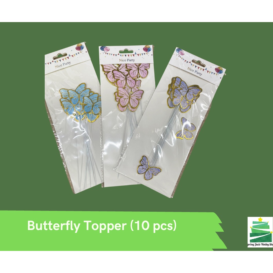 Spring Jade: Butterfly Cake Topper with Stick (10 pcs) New | Shopee ...