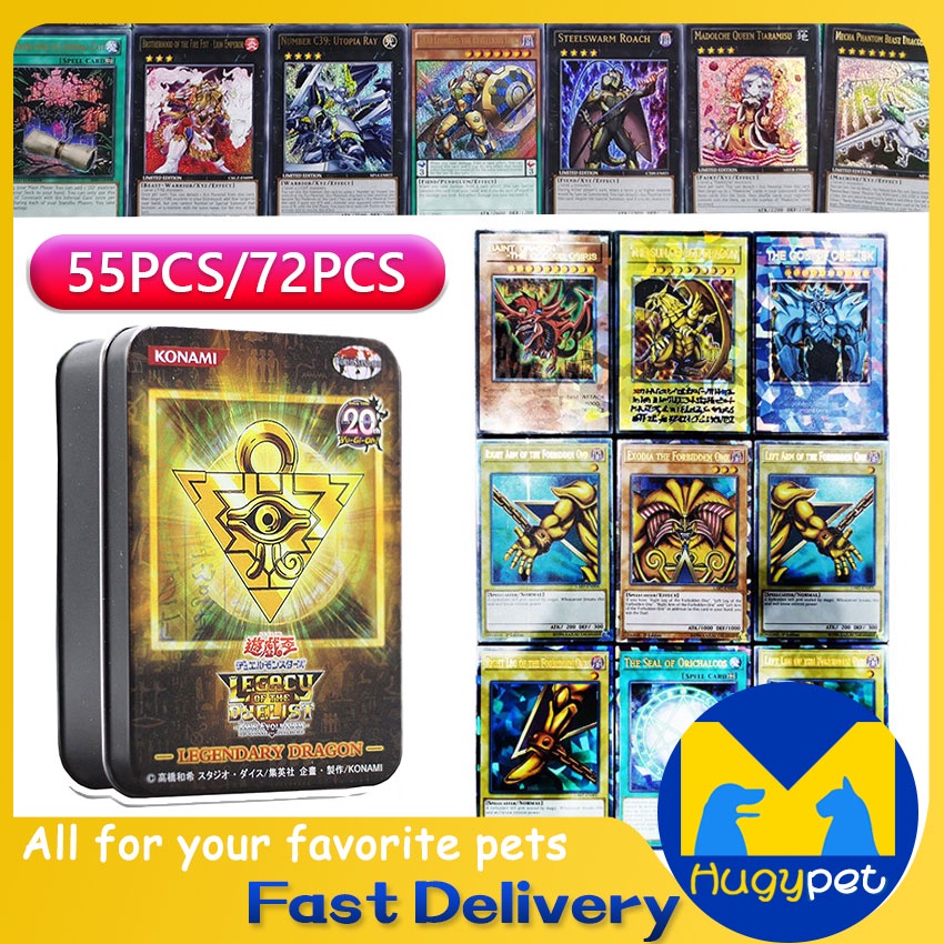 Yugioh Cards with Tin Box Yu Gi Oh Flash Card 55/72PCS Game Card Exodia ...
