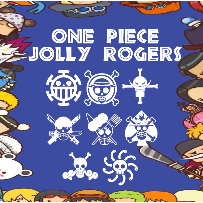 One Piece Jolly Roger Sticker Vinyl CUTOUT STRAW HAT HEART PIRATES ...