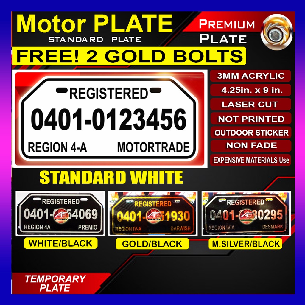 STANDARD MOTORCYCLE TEMPORARY PLATE | Shopee Philippines