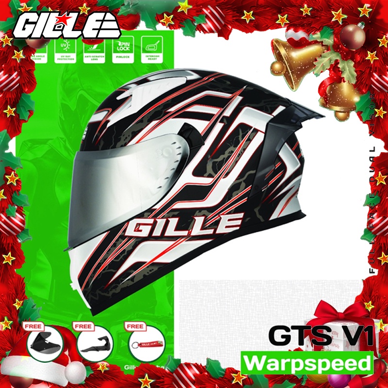 Gille GTS-V1 Series Warp Full Face Motorcycle Helmet Dual Visor Motor ...