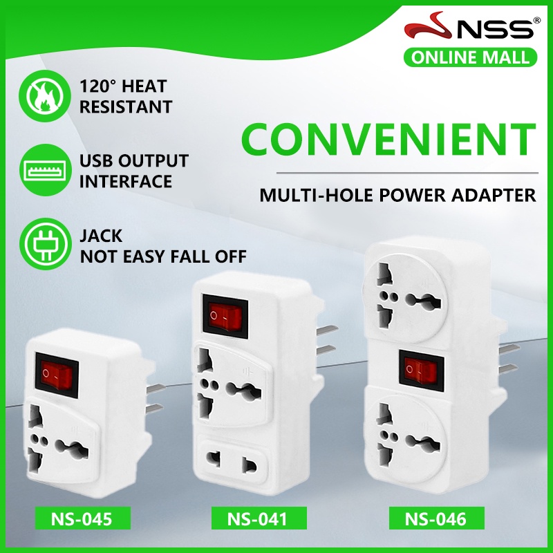 NSS Universal Adaptor With Switch Travel Adapter Plug Electrical ...