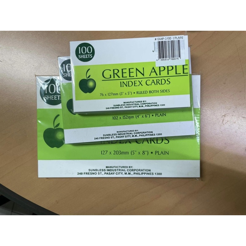 Green Apple Index Card plain white (100sheets) | Shopee Philippines