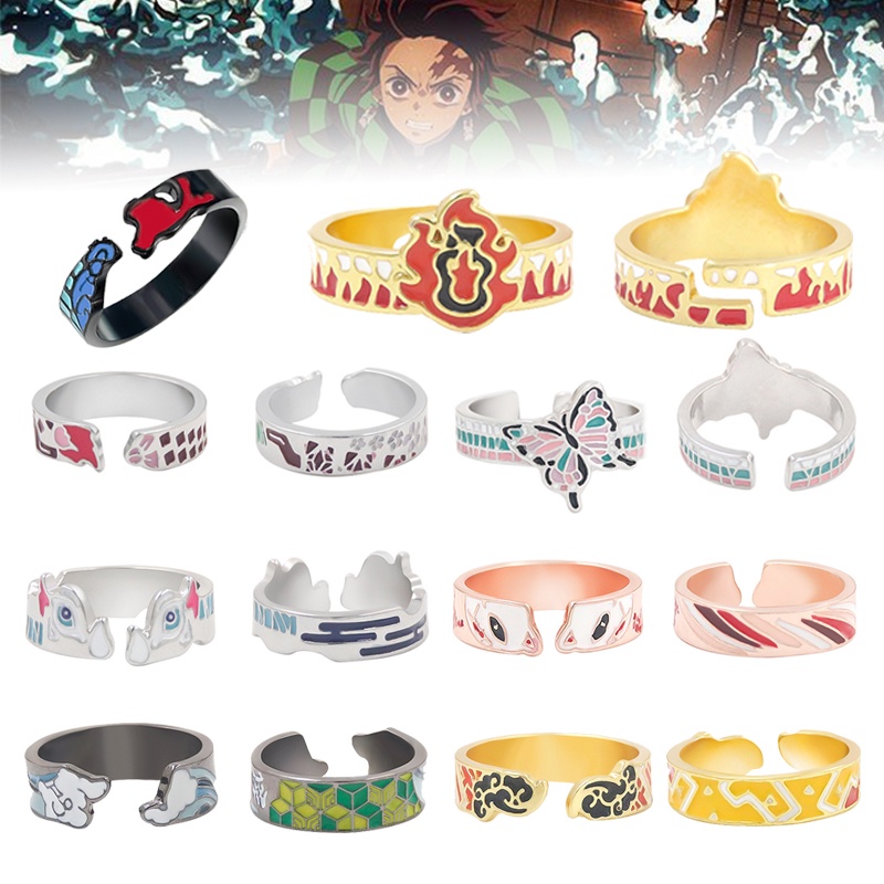 Anime Demon Slayer Ring Kimetsu No Yaiba Metal Adjustable Cosplay ...