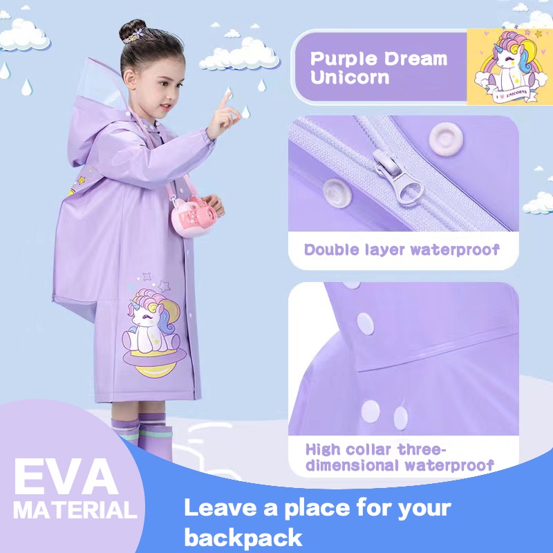 EVA raincoat for kids Boys and girls Pupils with bags Full body ...