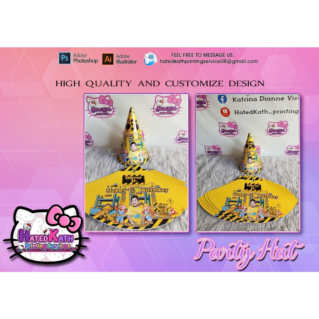 Customized party Hats Construction bob | Shopee Philippines