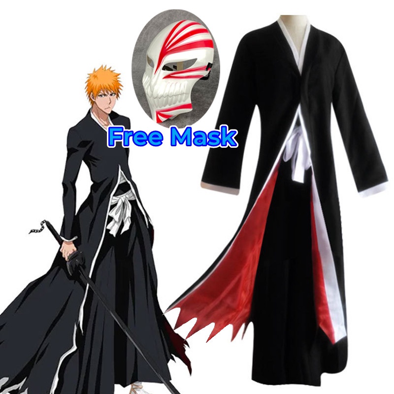 Anime Bleach Cosplay Ichigo Kurosaki Bankai Hollow Mask Wig Men ...