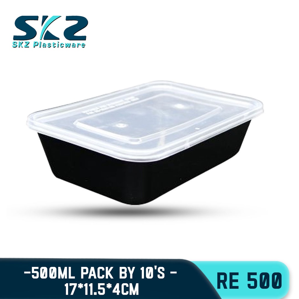 SKZ 10PCS CLEAR AND BLACK CONTAINER RE500-2500 ENVIRONMENTAL FRIENDLY ...