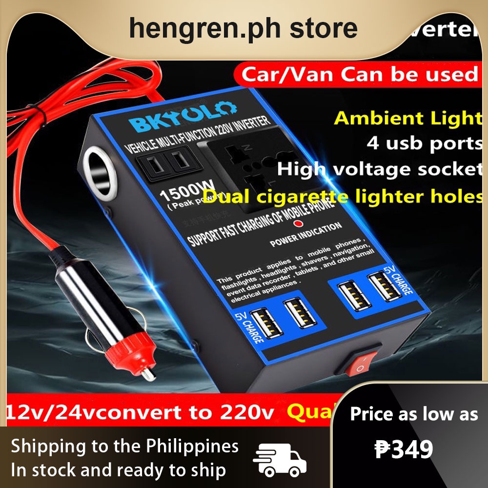 Car Inverter 12v 24v To 220v Power Converter Multi-function Truck ...