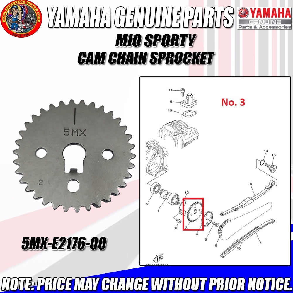 MIO SPORTY CAM CHAIN SPROCKET (YGP) (Genuine: 5MX-E2176-00) | Shopee ...