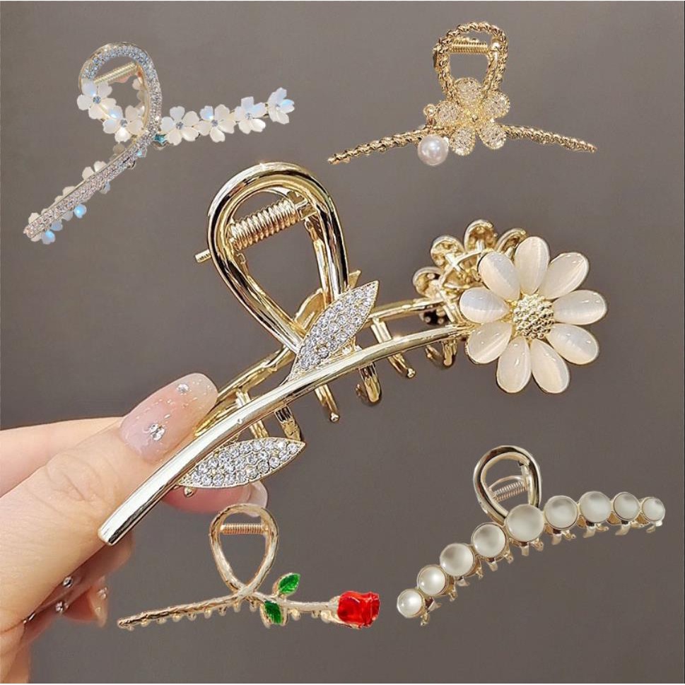 Korean Large Metal Hair Claws Gold Silver Geometric Hair Clip Clamps