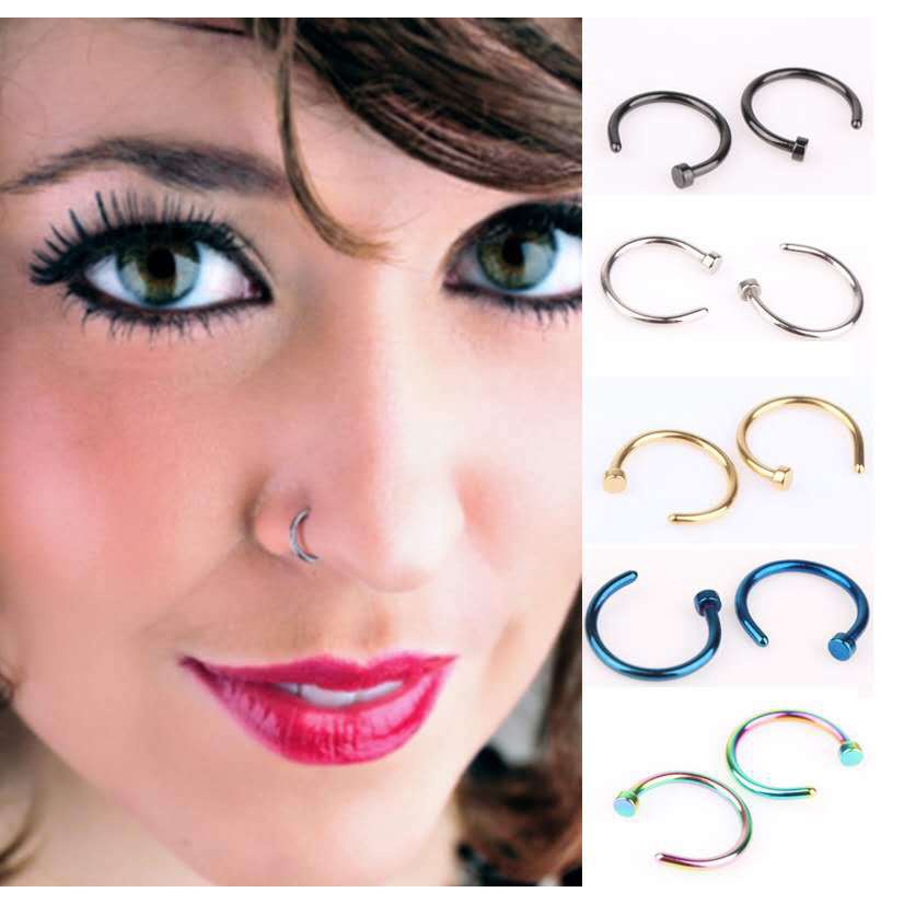1PCS Nose Ring Surgical Steel Fake Nose Rings Hoop Lip Nose Rings Small ...