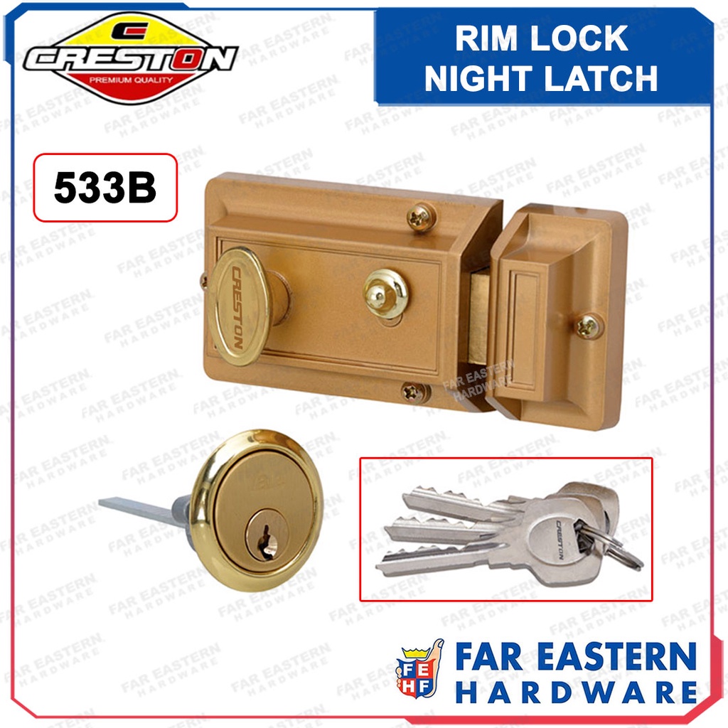 CRESTON Rim Door Lock Night Latch Nightlatch 533B CRDH | Shopee Philippines