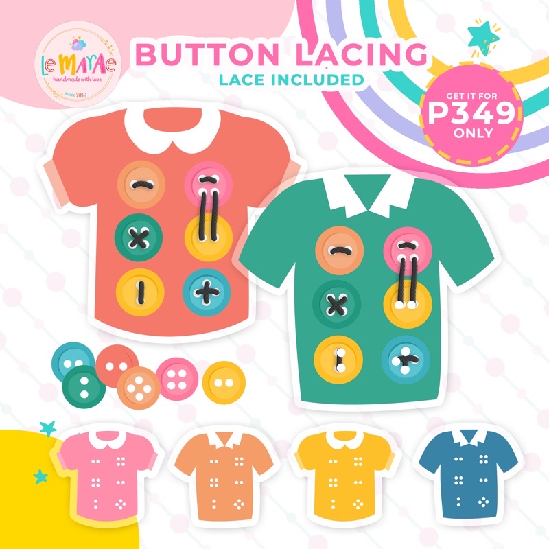 BUTTON LACING (with lace) - Laminated Interactive Worksheets Toys Kids ...