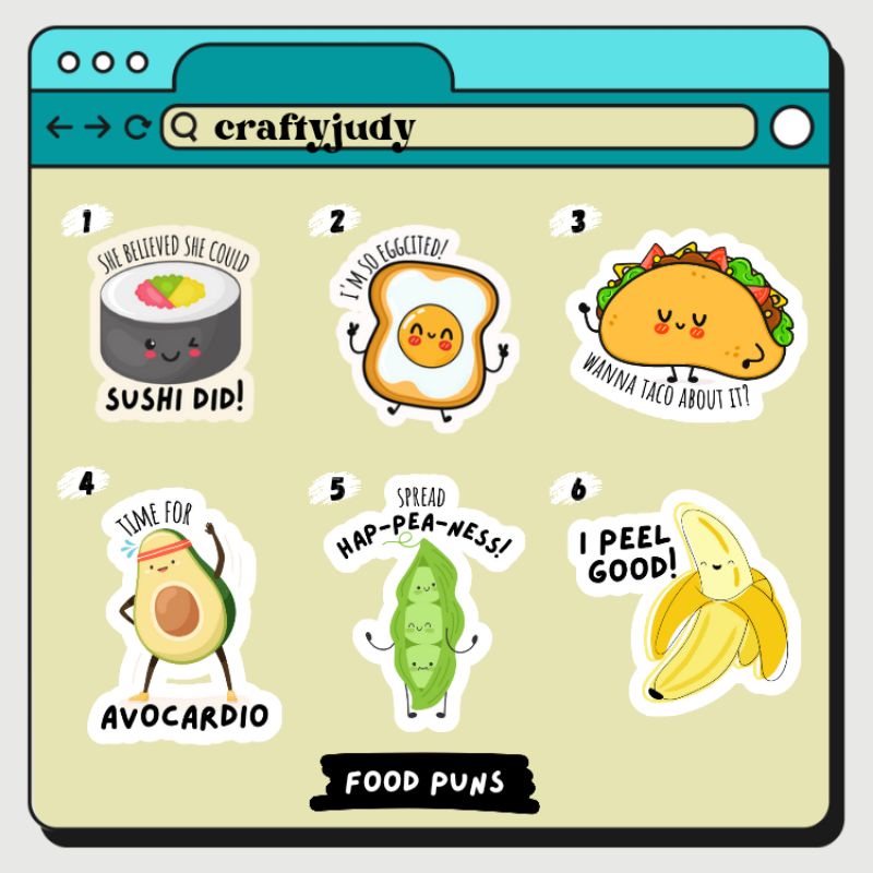 Food Puns Sticker Vinyl (Waterproof, Matte) | Shopee Philippines