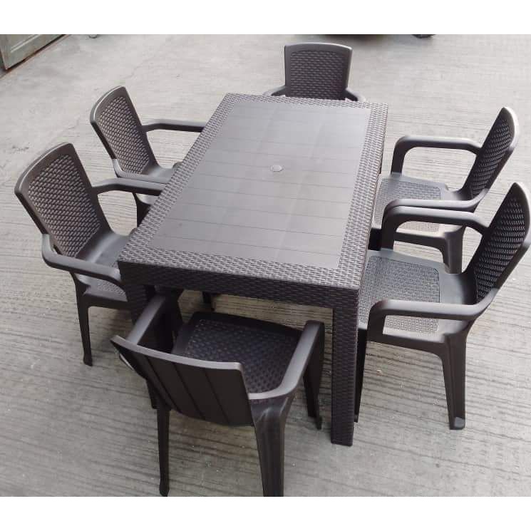 6 SEATERS DINNING TABLE RECTANGULAR RATTAN DESIGN "30x48" (TABLE ONLY ...