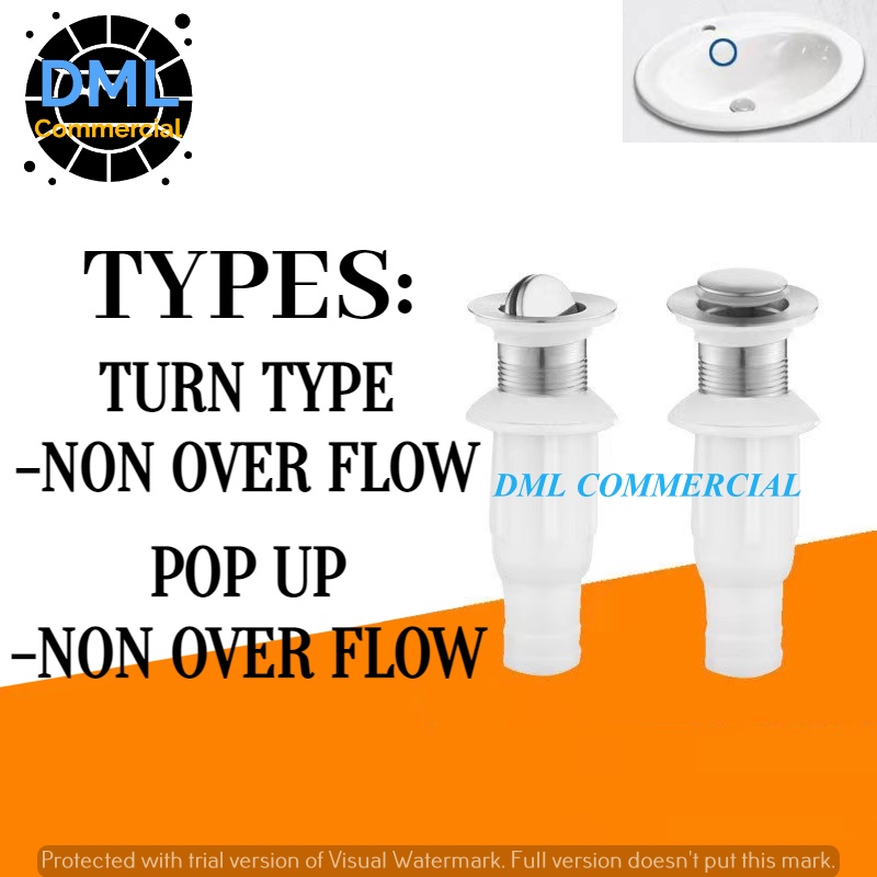(DML-9002) 1 PC Short Stainless/PVC Flap Sink Drain (NON-OVERFLOW ...