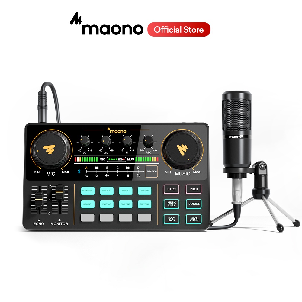 Maono AM200-S1 Sound Card Condenser Microphone Set Professional Sound ...