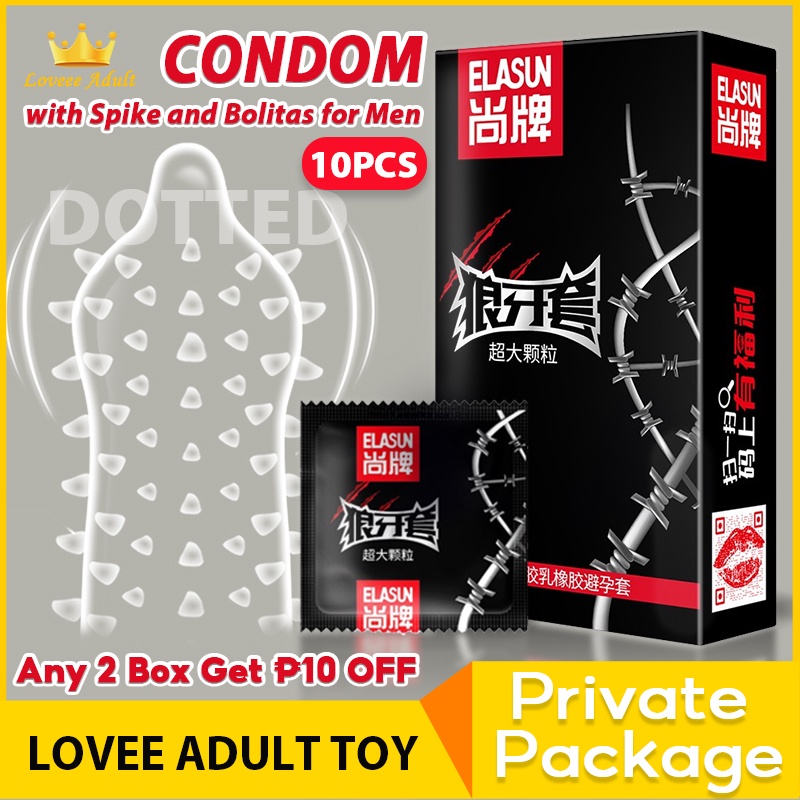 Elasun Dotted Condom With Spike And Bolitas For Men Time Delay Lasting Condoms 10pcsbox 11