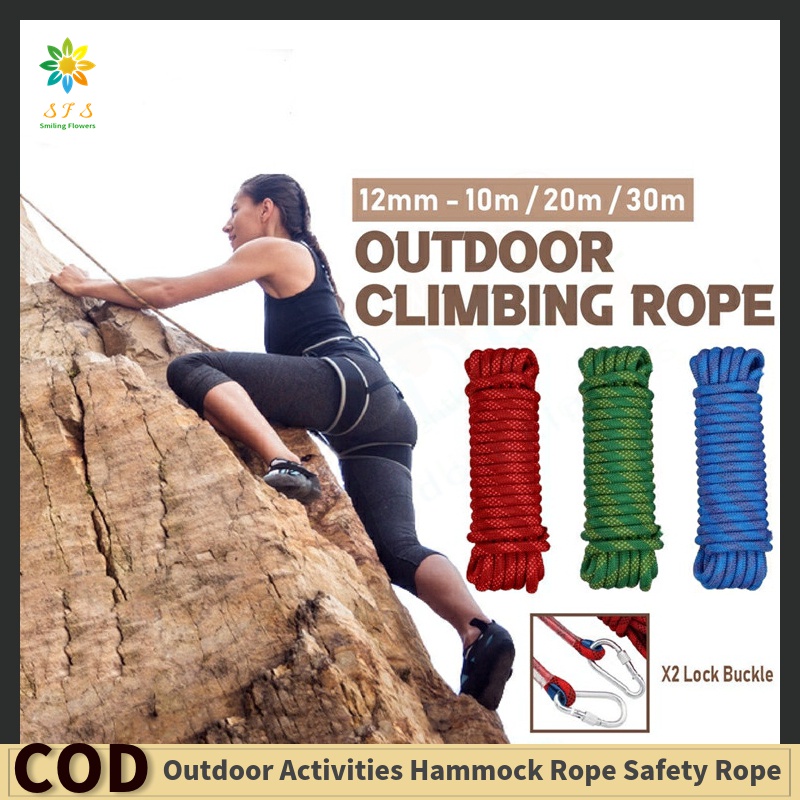 12mm Limb Rope 10m 20m Climbing Rappelling Rope Double Hook Rope for ...