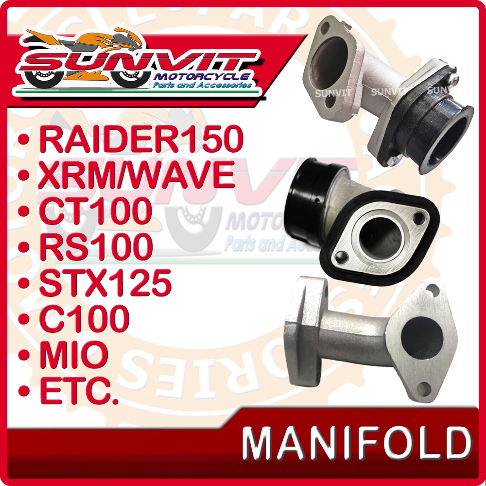 MOTORCYCLE MANIFOLD MIO SPORTY XRM WAVE CT100 C100 RAIDER150 STX ETC ...