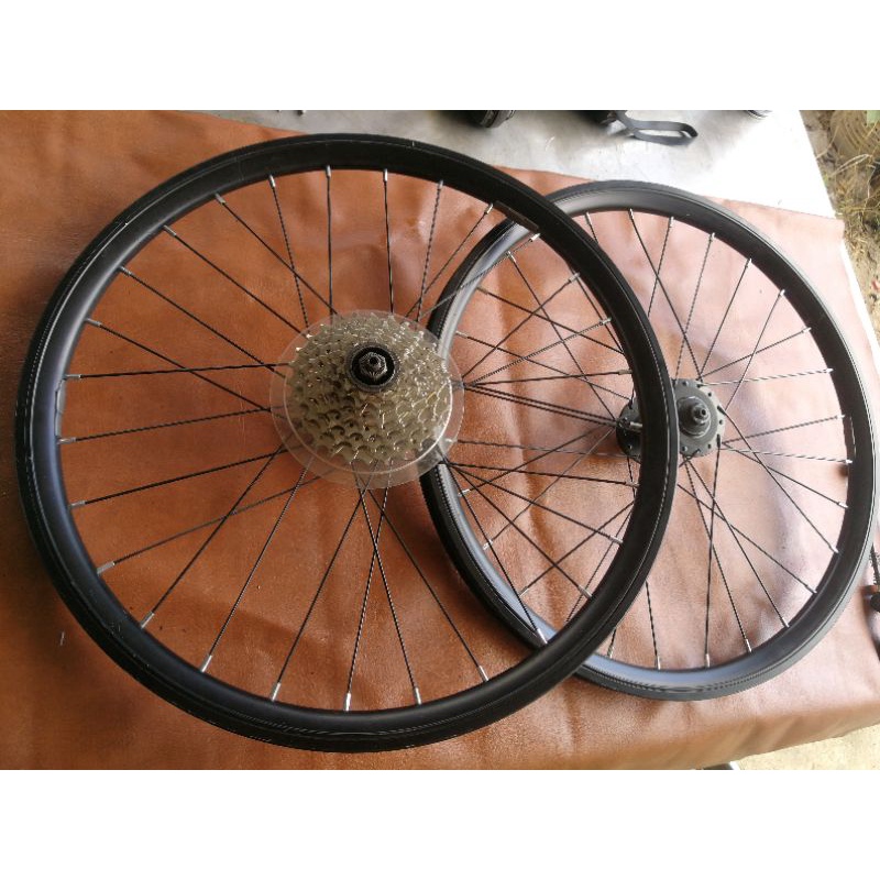 451 joytech wheelset 20 x 1 & 3/8, 7 speed cogs w/ skewers and rimtape ...