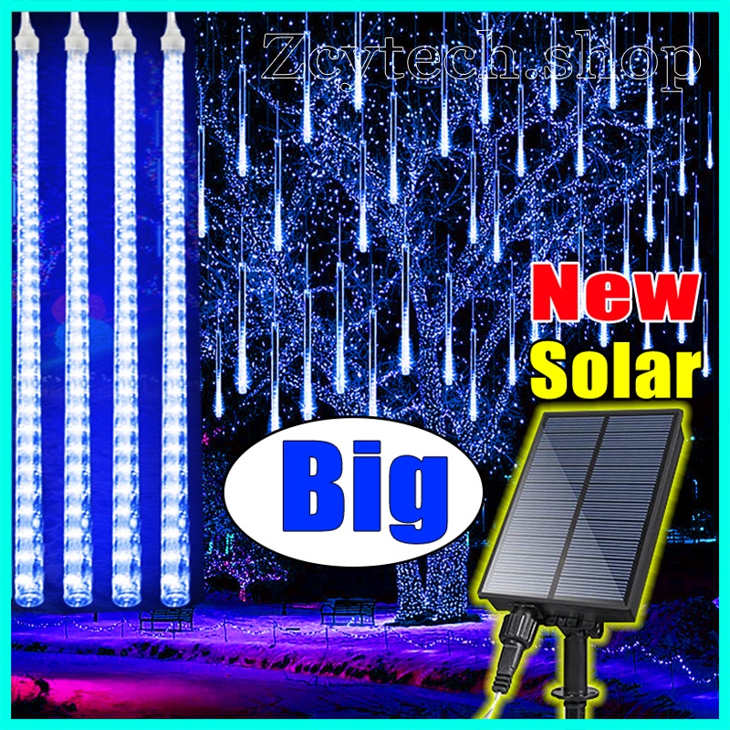 Solar LED Meteor Shower Rain Lights Tube Lamp Icicle Fairy String ...