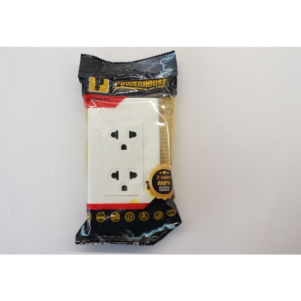 POWERHOUSE Electric 3 Gang Plate w/ Duplex Universal Outlet w/ Ground ...