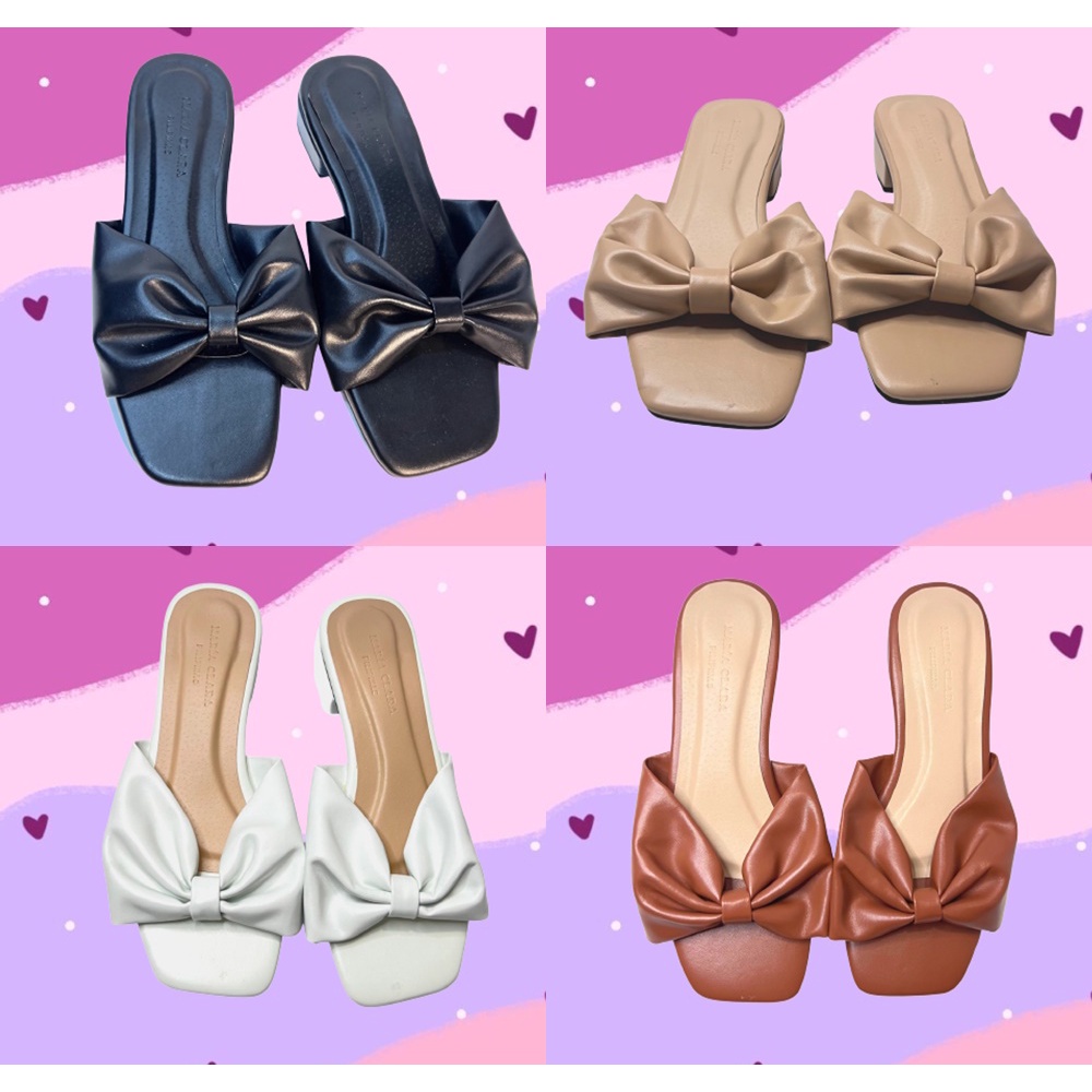 Open Square Toe Leather Summer 1Inch Heels | Shopee Philippines
