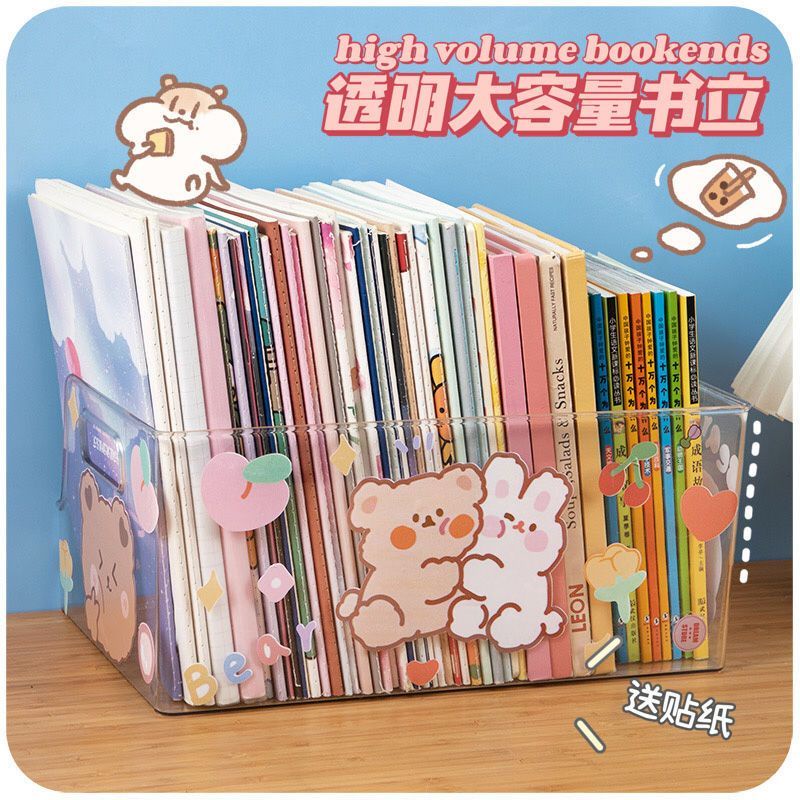 Transparent Bookstand Shelf Student Desk Storage Box Desktop Bookshelf ...
