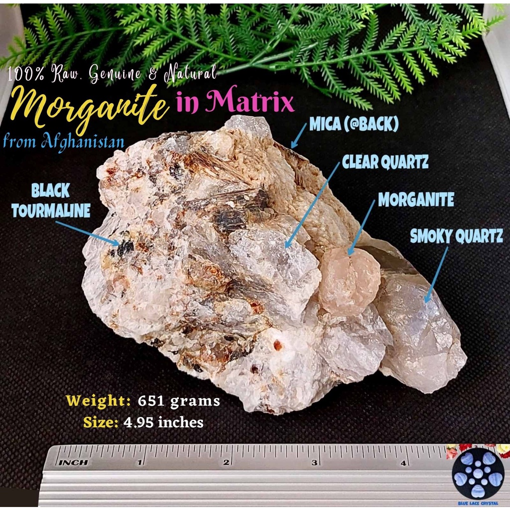 Morganite with Smoky Quartz, Clear Quartz, Mica & Black Tourmaline in ...