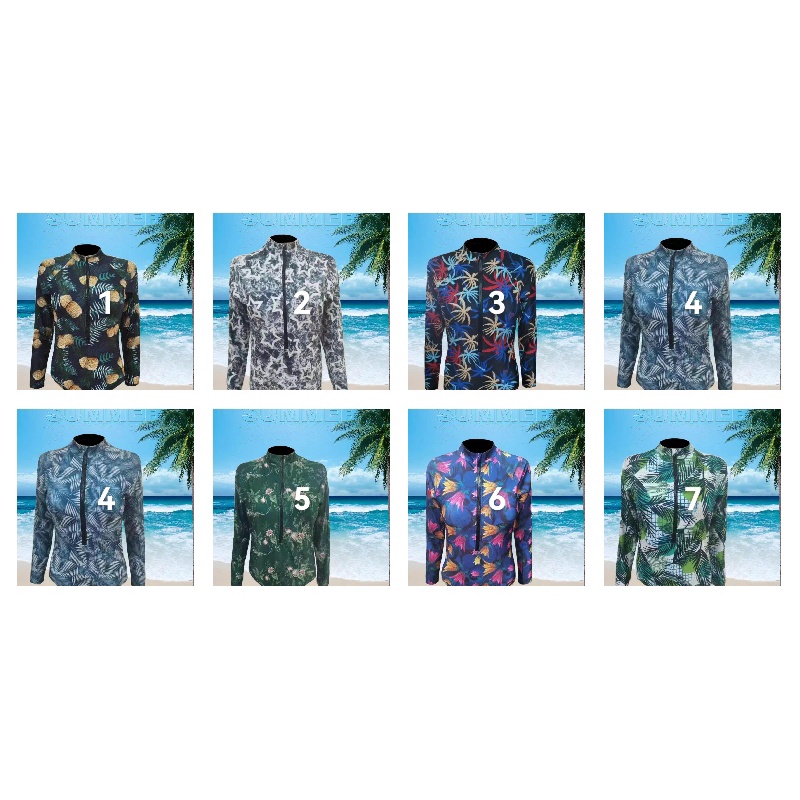 Bikini rash guard long sleeve zipper one piece fo girl | Shopee Philippines