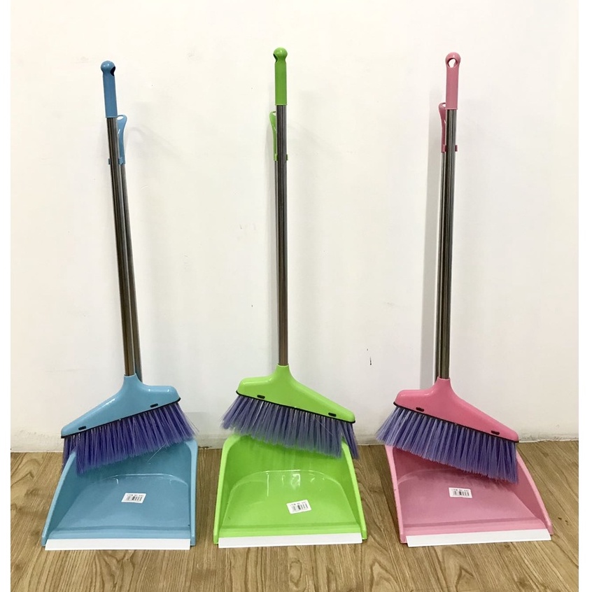 2 in 1 Broom and Dustpan Set Dust Pan with Stainless Handle Cleaning ...